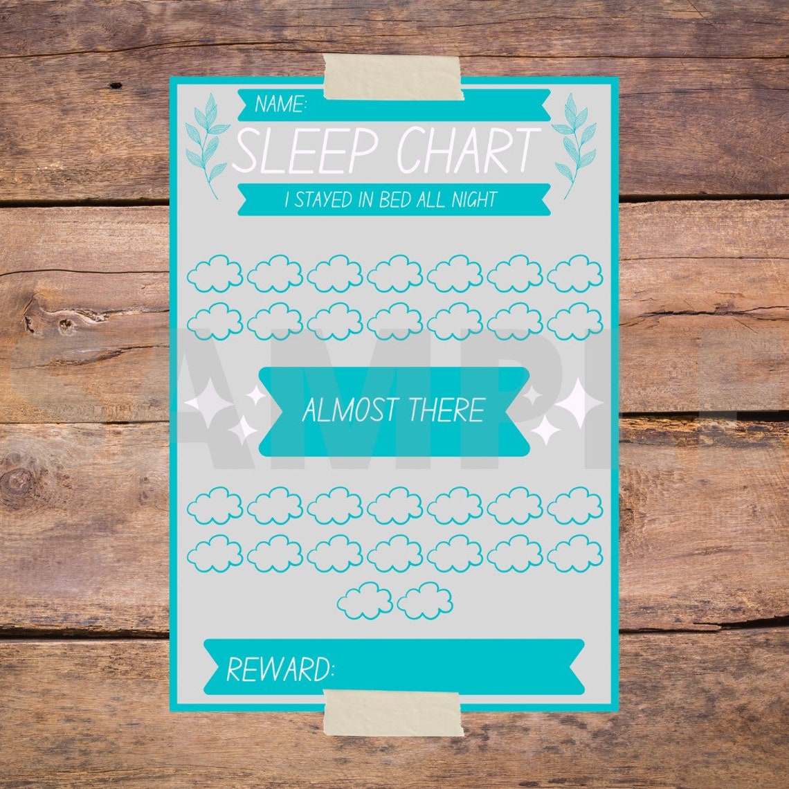 Printable Kids Sleep Chart Good Behavior Reward Chart | Etsy