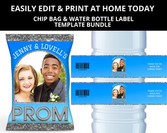 Red Glam Prom Sendoff Template Bundle, Prom Chip Bag, Prom Water Bottle ...