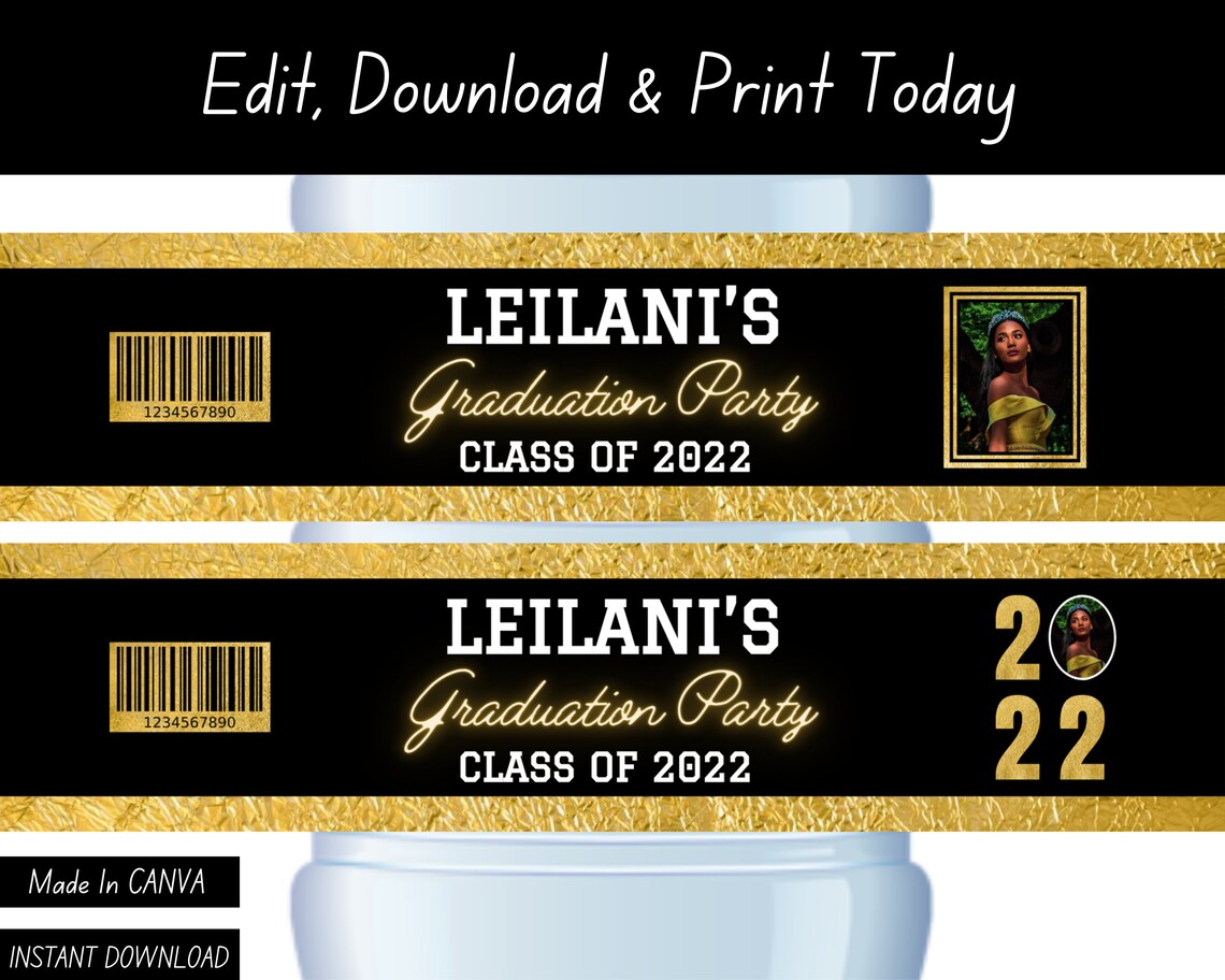 Gold & Black Graduation Party Template Bundle Gold Grad Chip | Etsy