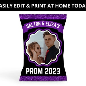 Purple & Black Prom Template Bundle, Prom 2023 Chips, Water Bottle ...