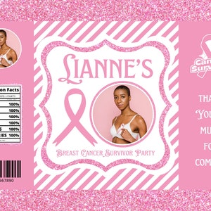 Editable Breast Cancer Survivor Template Bundle, Breast Cancer Month Chip Bag, Candy Bar ...