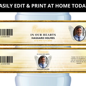 Gold Funeral Template Bundle, Funeral Chip Bag & Water Bottle Labels - Etsy