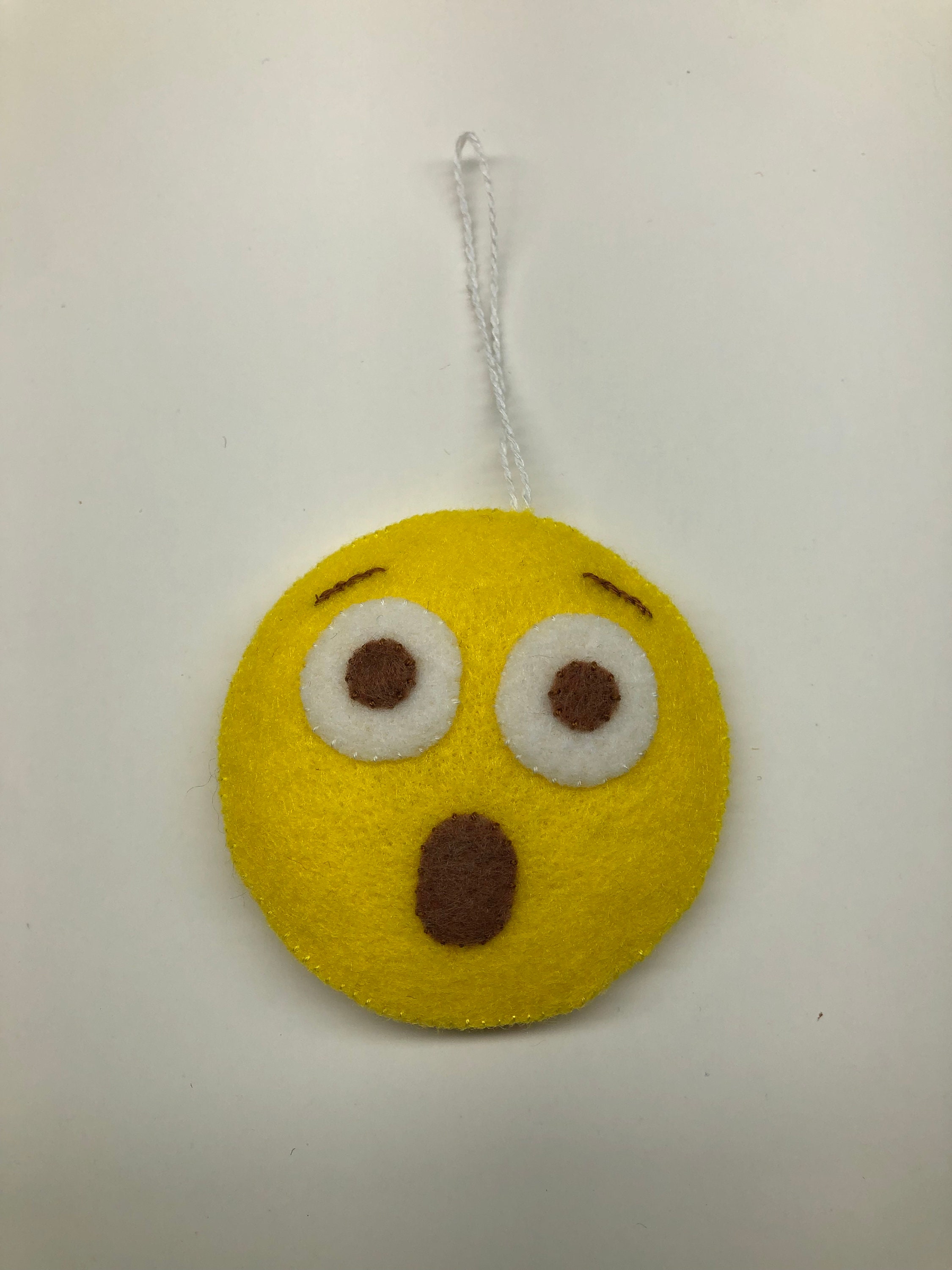 Handmade Felt Emoji Round Ornaments Yellow Laughing Surprised Heart ...
