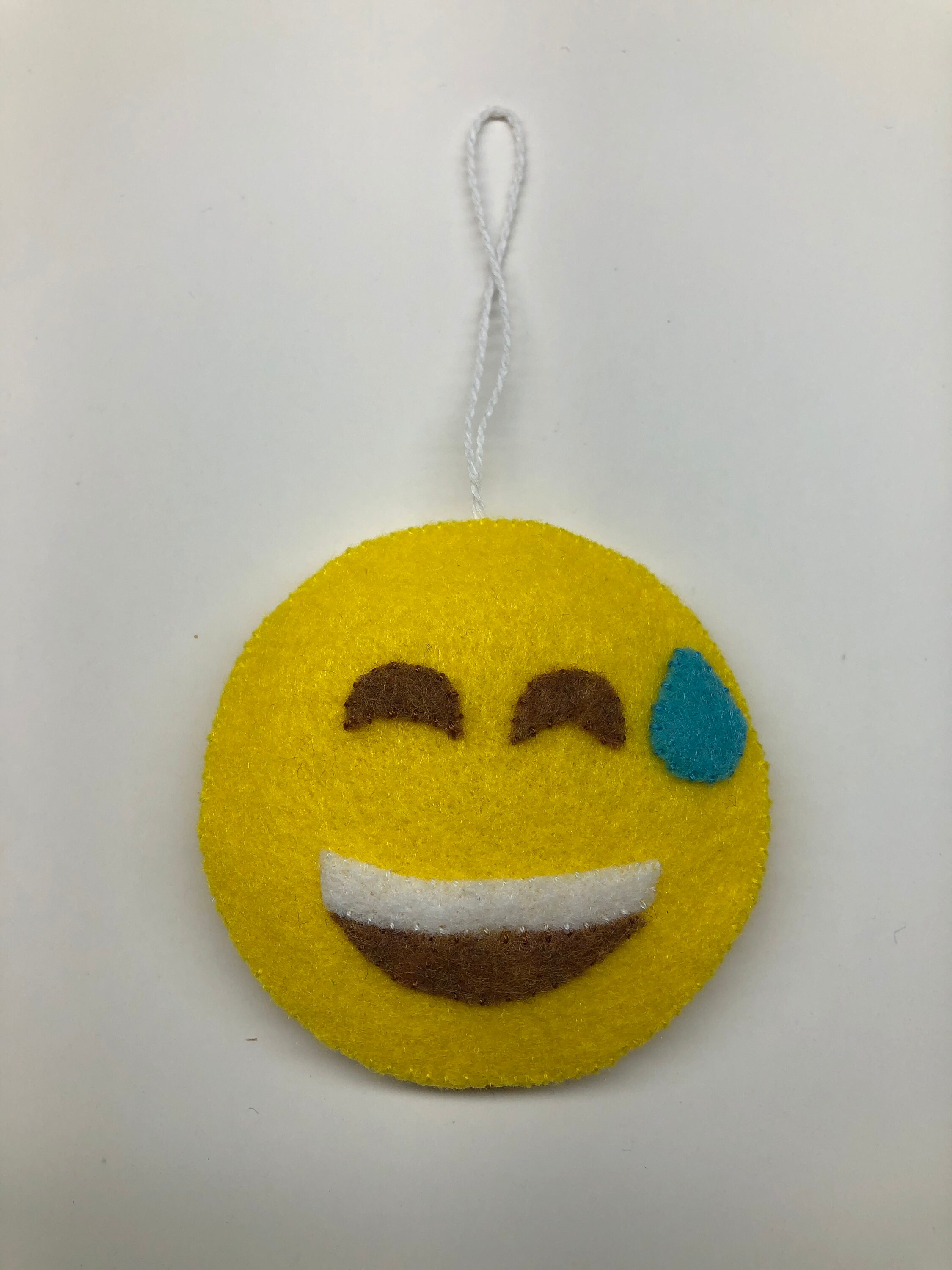 Handmade Felt Emoji Round Ornaments Yellow Laughing Surprised - Etsy