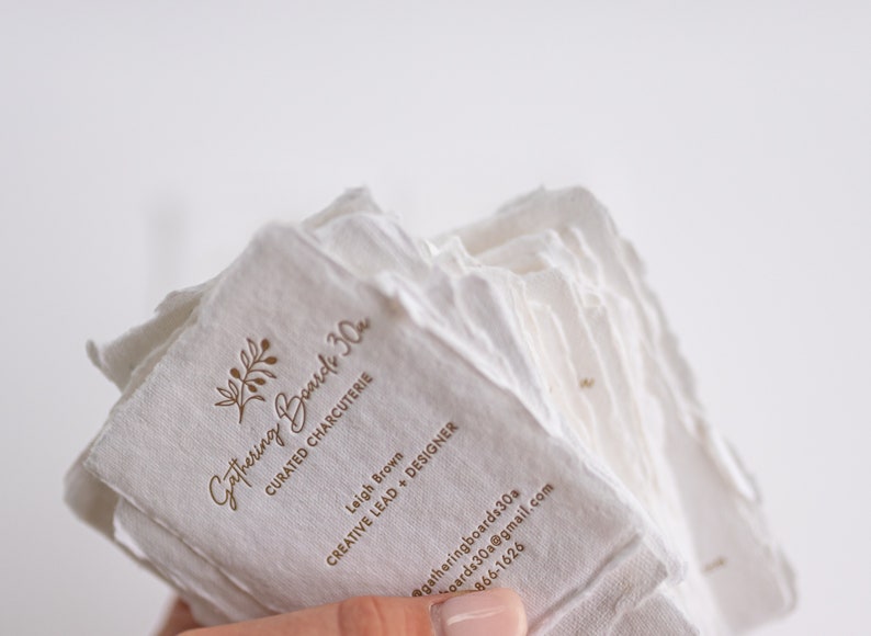 Handmade Deckled Edge Letterpress Unbleached White Business Cards - Etsy