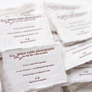 Handmade Deckled Edge Letterpress Unbleached White Business Cards - Etsy