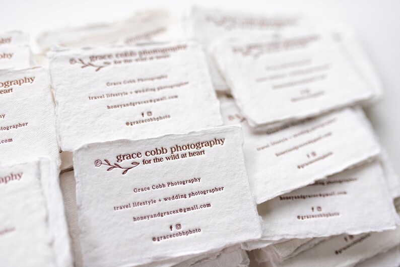 Handmade Deckled Edge Letterpress Unbleached White Business Cards - Etsy