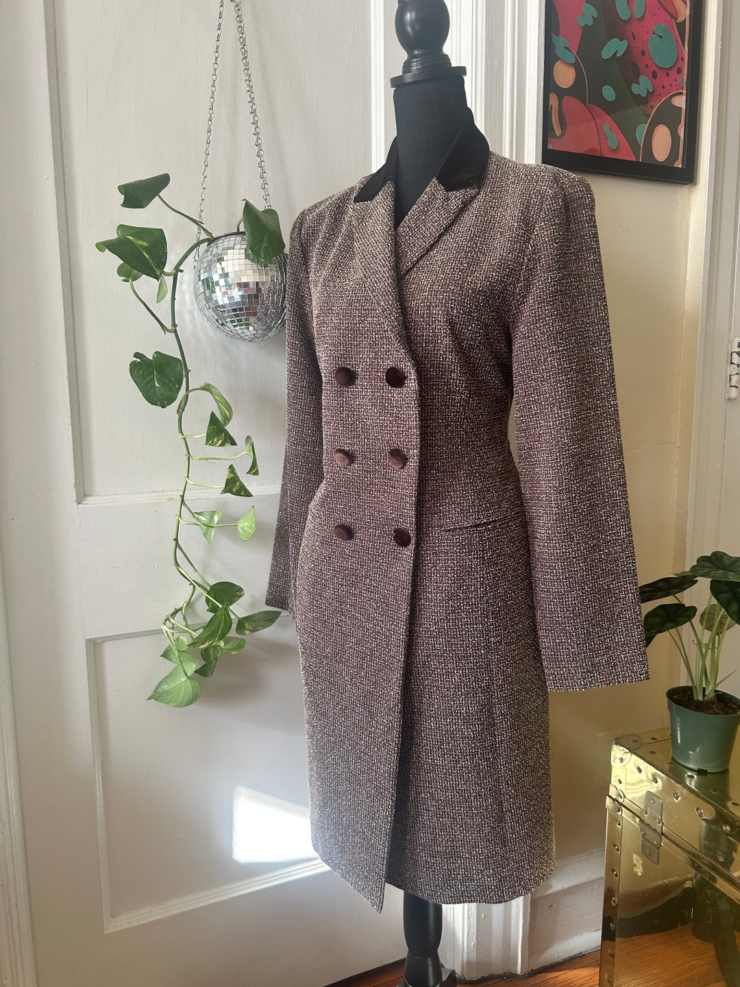 1980s Choco Brown Tweed Blazer Dress by Quadra - Etsy