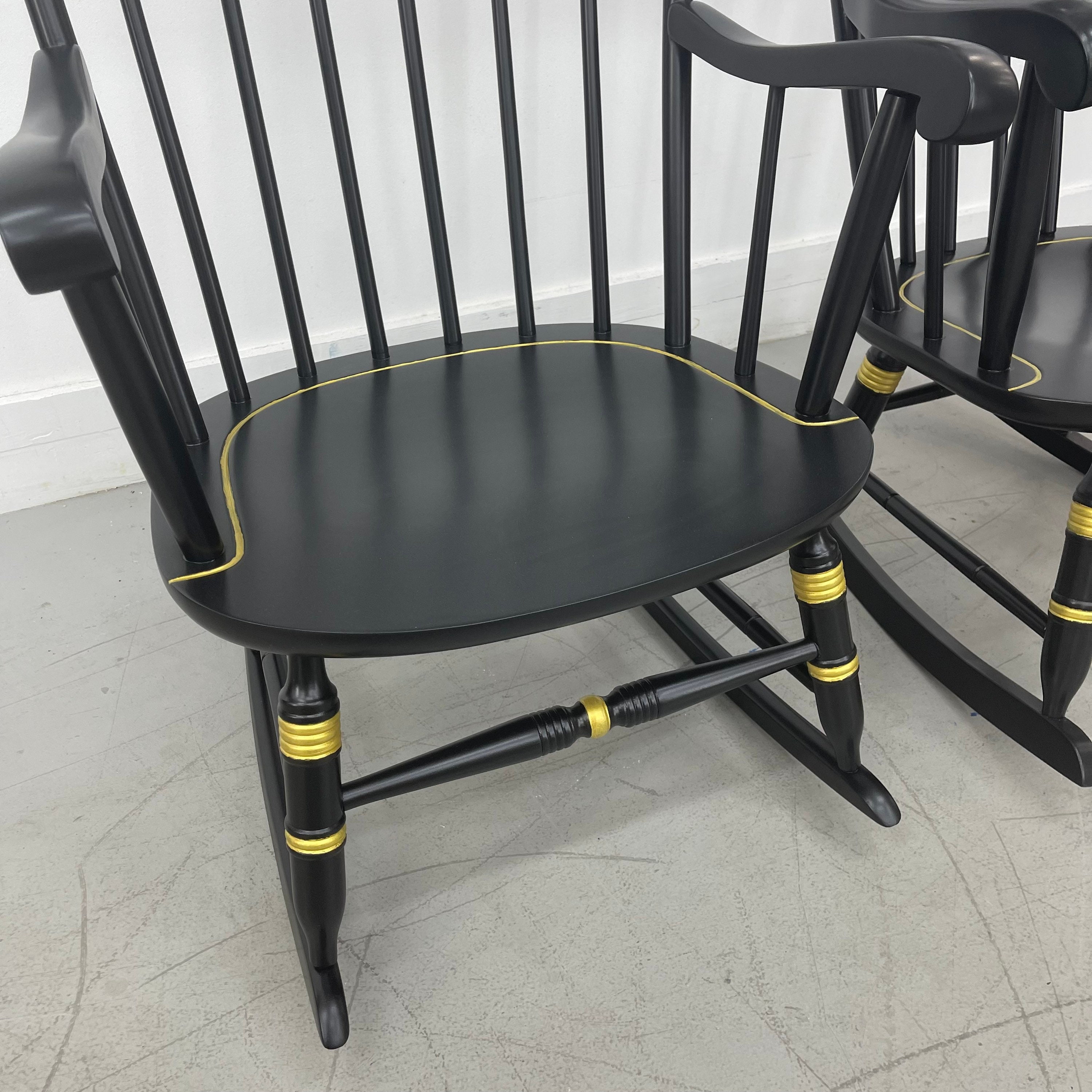 Pair of Vintage Rocking Chair Restored and Painted in Black - Etsy