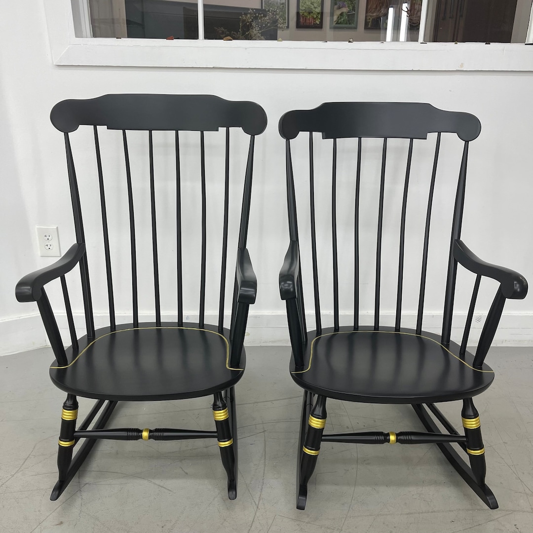 Pair of Vintage Rocking Chair Restored and Painted in Black - Etsy