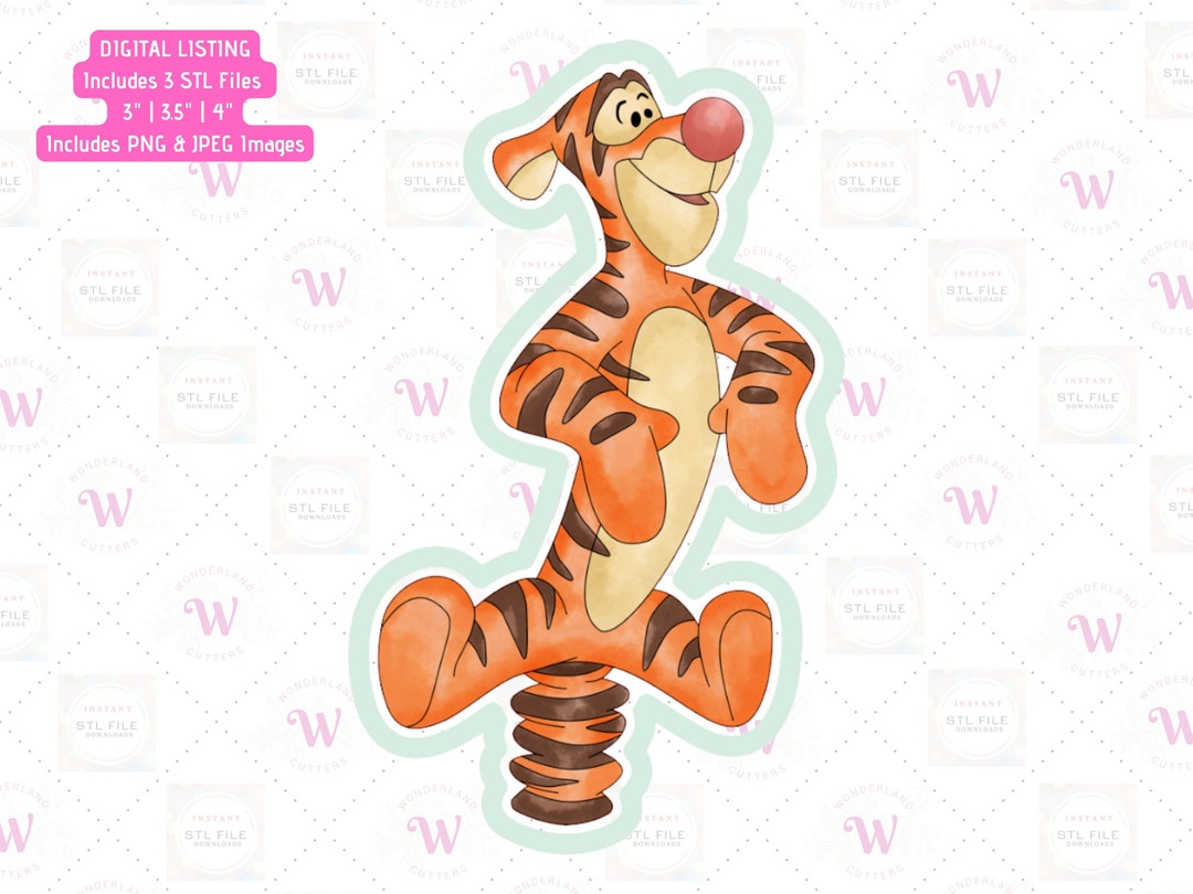DIGITAL STL Pooh Tigger Cookie Cutter STL Files 3 Sizes: 3 3.5 4 ...