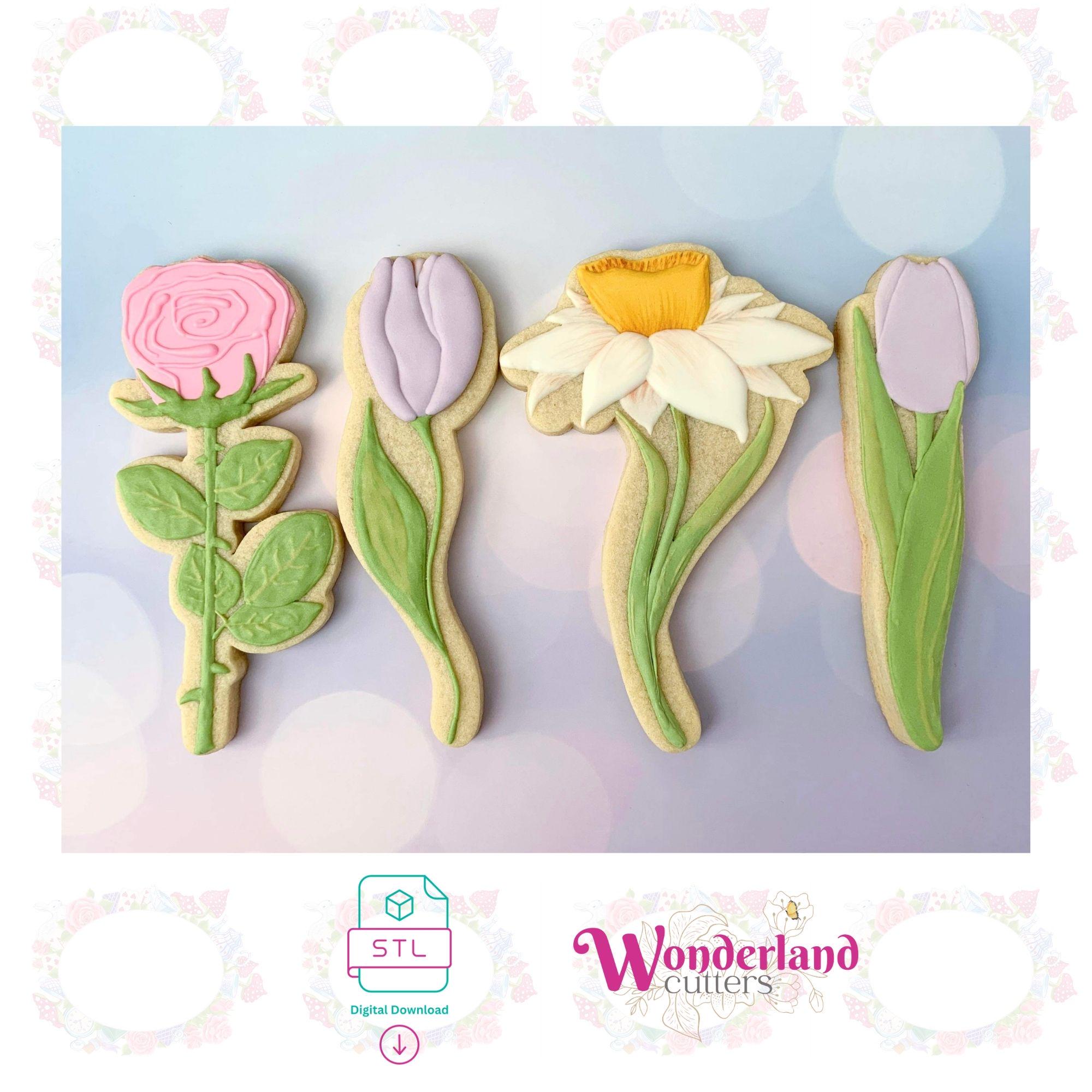 STL Digital File - 6 in Spring Flower Bouquet Cookie Cutters - Set of 4 ...