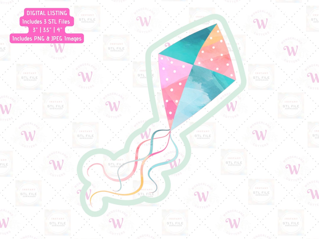 DIGITAL STL Kite Cookie Cutter STL Files 3 Sizes: 3 3.5 4 Includes ...