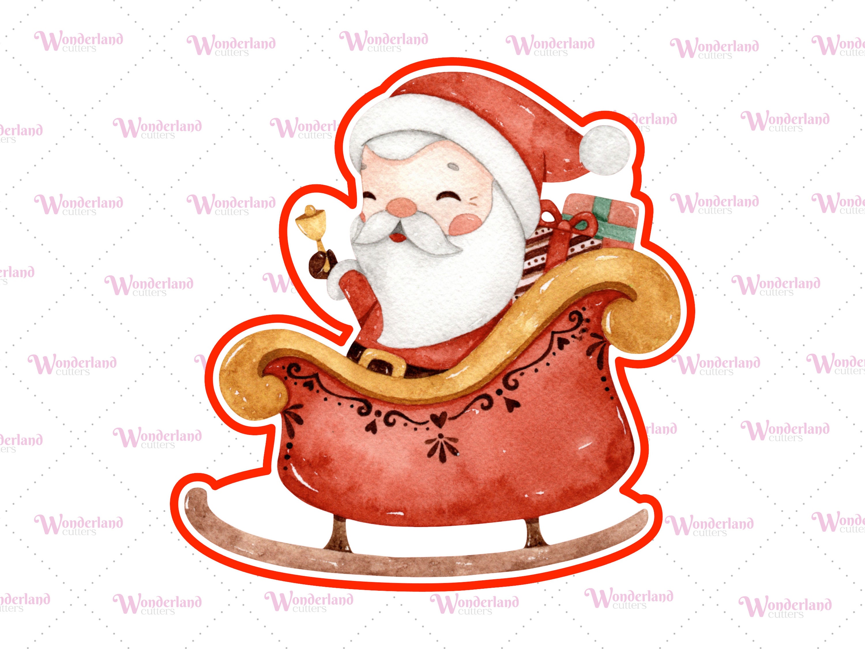 Santa in Sleigh Cookie Cutter With IMAGE - Etsy