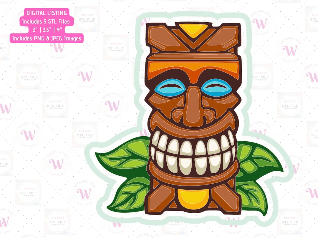 DIGITAL STL Tiki Cookie Cutter STL Files 3 Sizes: 3 3.5 4 Includes ...