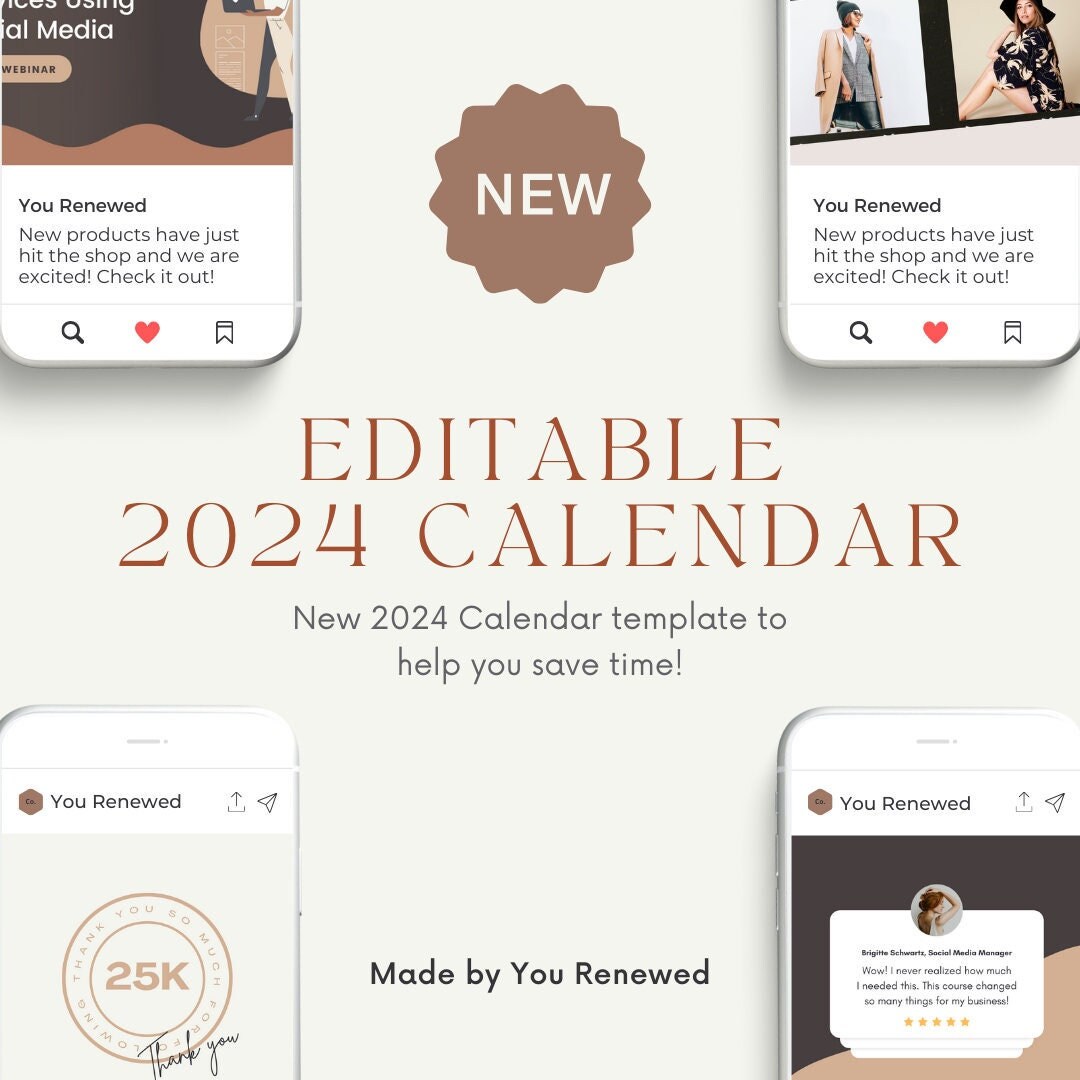 EDITABLE- 2024 Dated Monthly Calendar Printable, A4/a5/letter/half ...