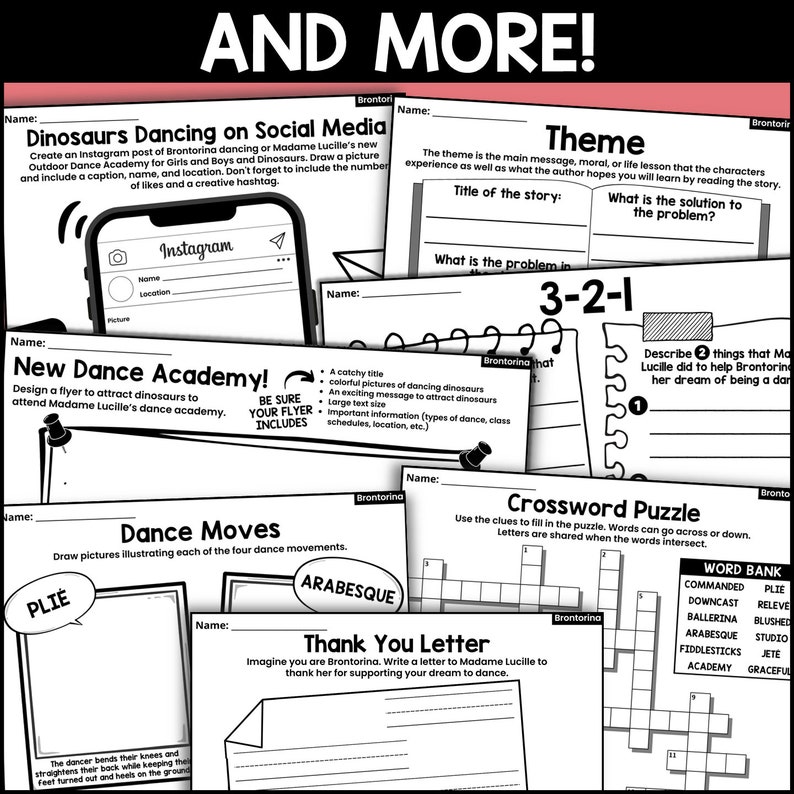 Brontorina! by James Howe Interactive Read-aloud Activities - Etsy