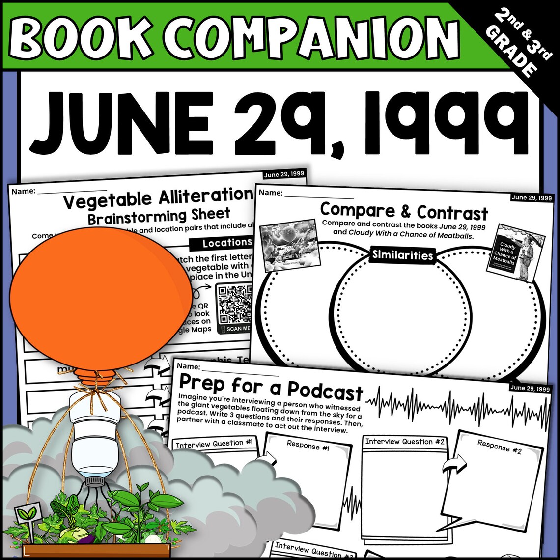 June 29, 1999 Interactive Read-aloud Activities and Book Companion - Etsy
