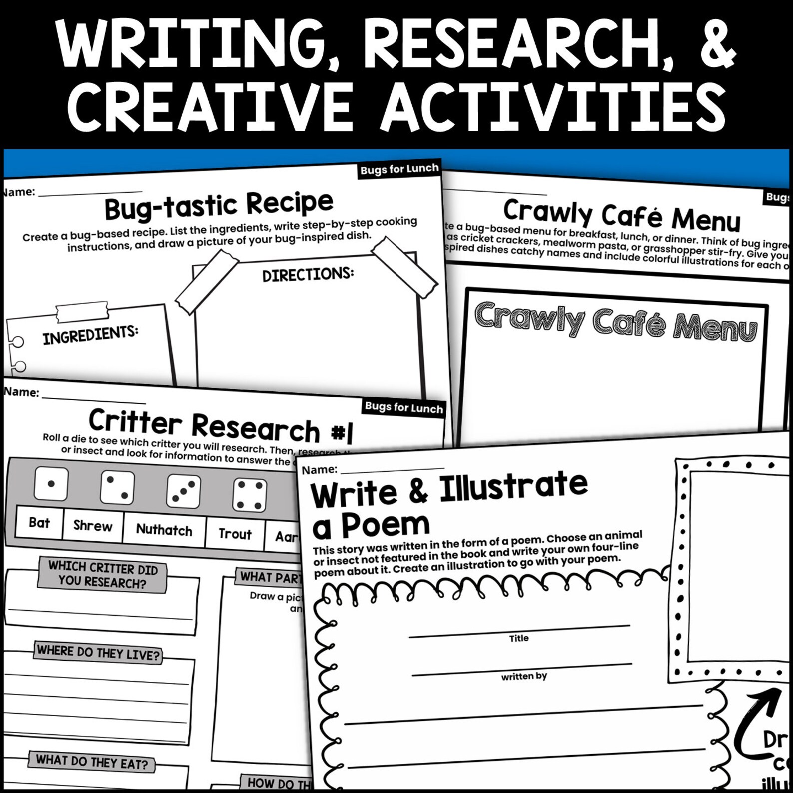 Bugs for Lunch Interactive Read Aloud Book Companion Activities - Etsy