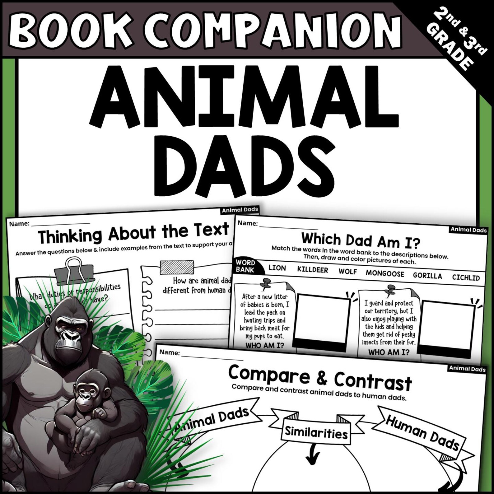Animal Dads by Steve Jenkins Interactive Read-aloud Activities - Etsy