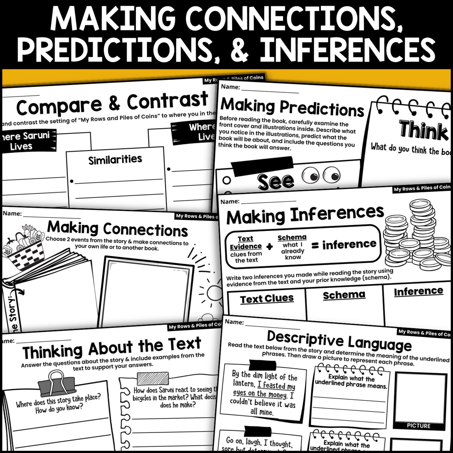 My Rows and Piles of Coins Interactive Read-aloud Activities and Book ...