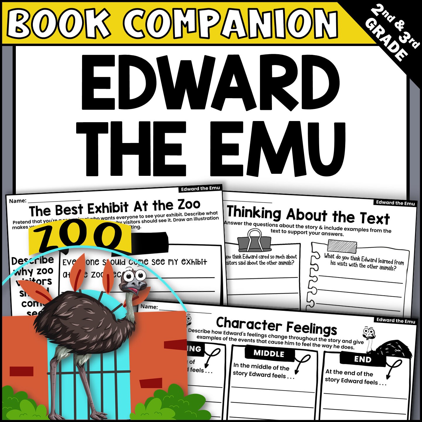 Edward the Emu Interactive Read-aloud Book Companion Activities - Etsy