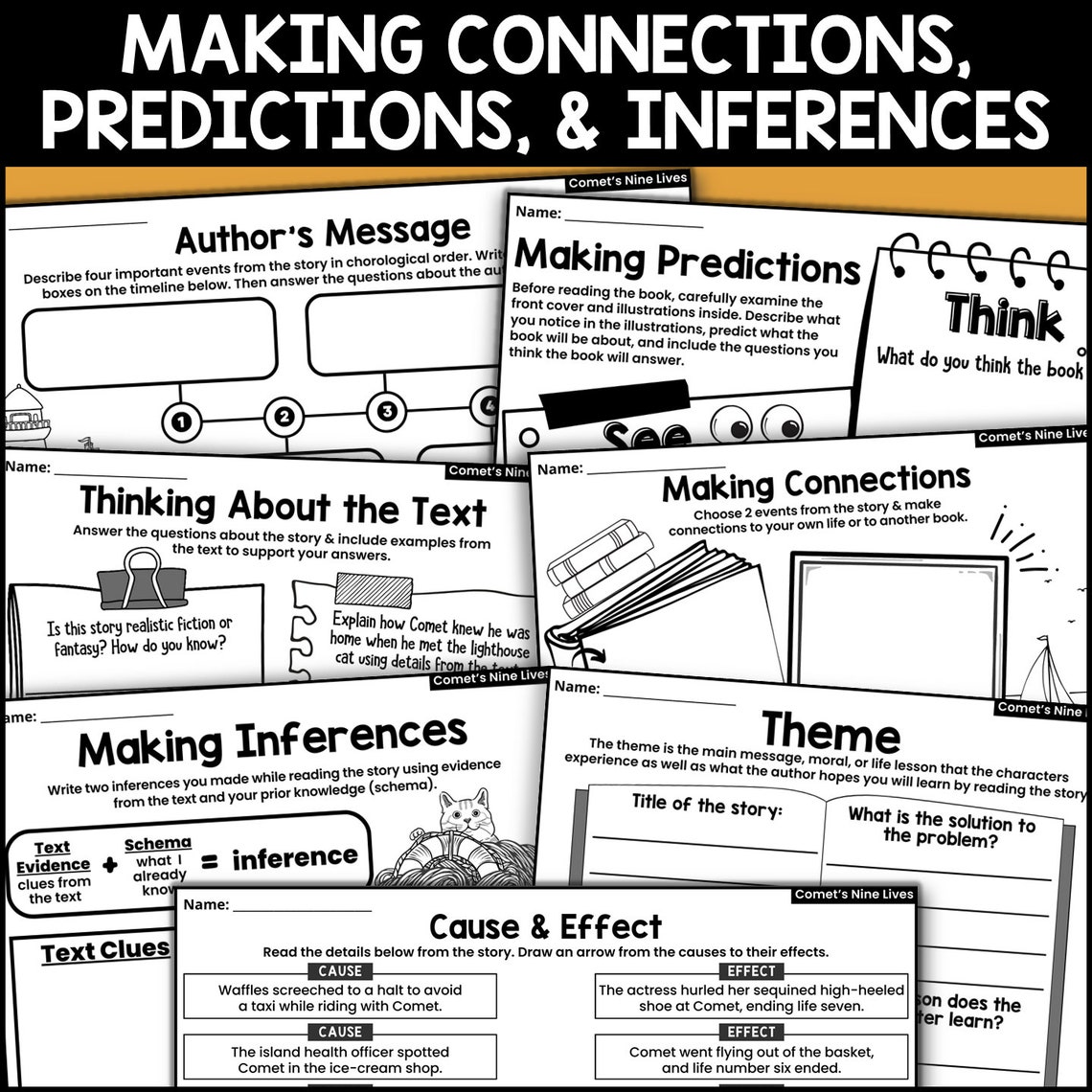 Comet's Nine Lives by Jan Brett Interactive Read-aloud Activities - Etsy