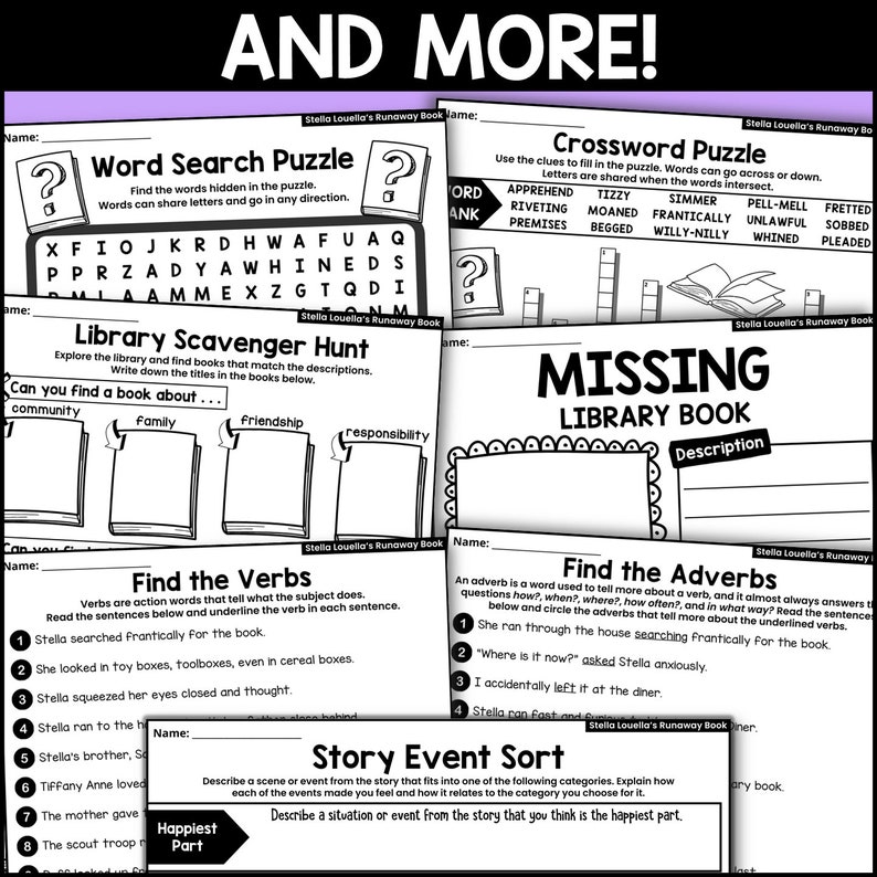Stella Louella's Runaway Book Interactive Read-aloud Activities and ...