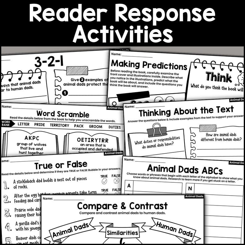 Animal Dads by Steve Jenkins Interactive Read-aloud Activities - Etsy