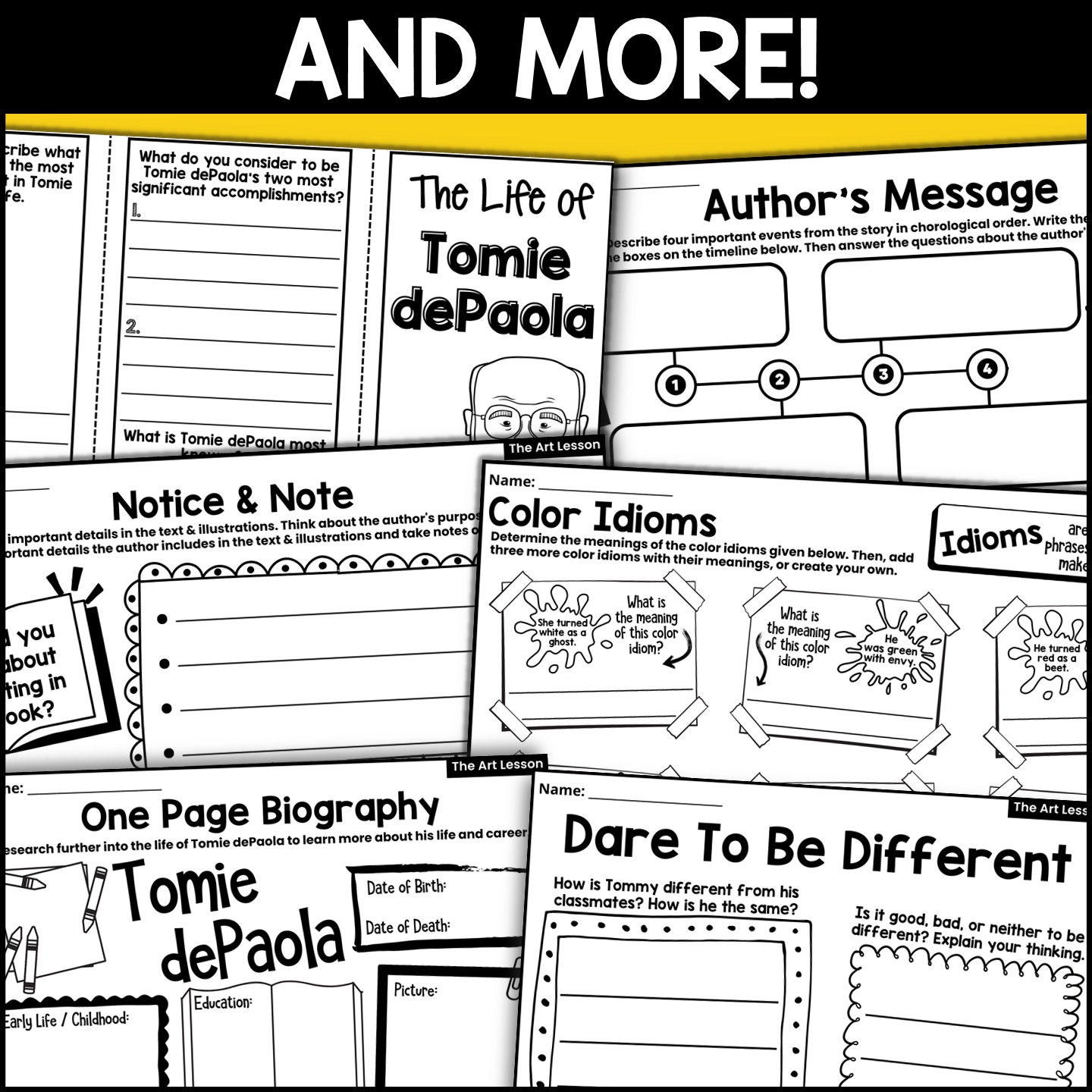 The Art Lesson by Tomie Depaola Read-aloud Book Companion Activities - Etsy