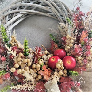 Door Wreath With Red Apples, Fall Garland for Boho Interior, Beautiful ...