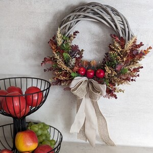 Door Wreath With Red Apples, Fall Garland for Boho Interior, Beautiful ...