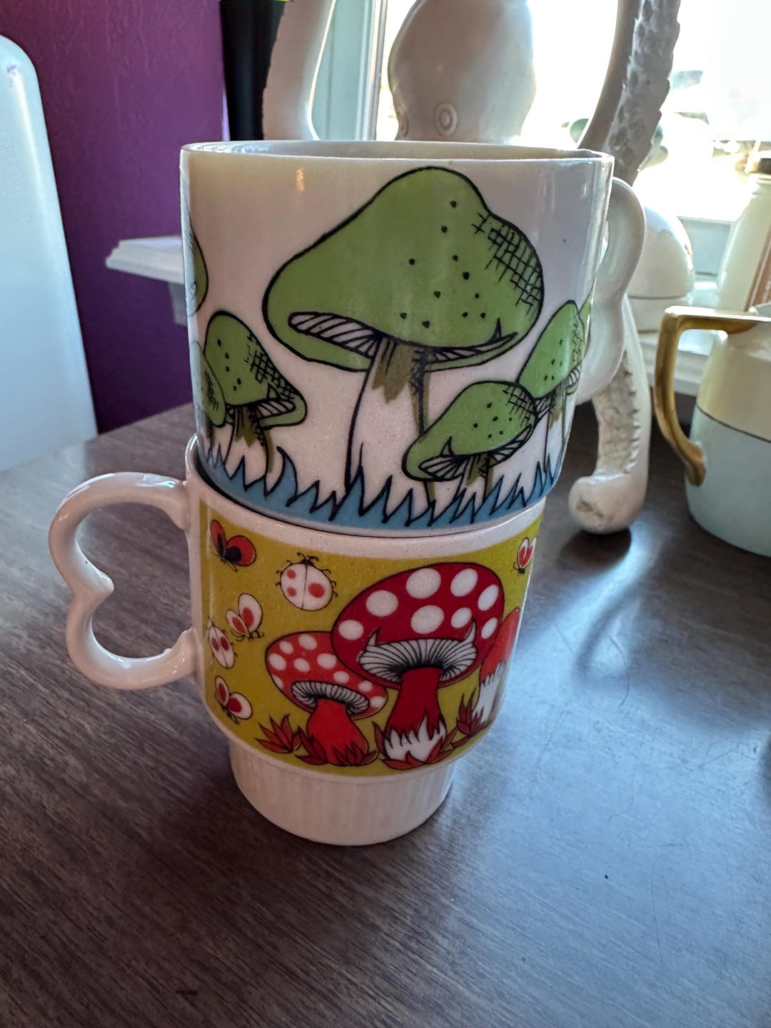Vintage Made in Japan Stackable Mushroom Mugs - Etsy