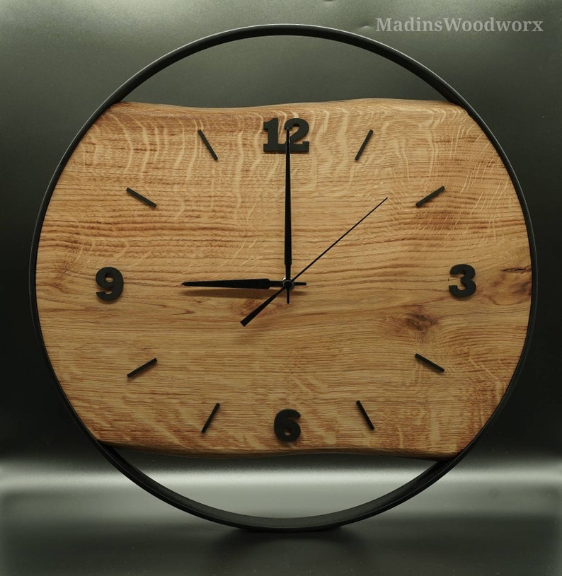 Wall Clocks Made of Oak Wood Unique Rustic Solid - Etsy