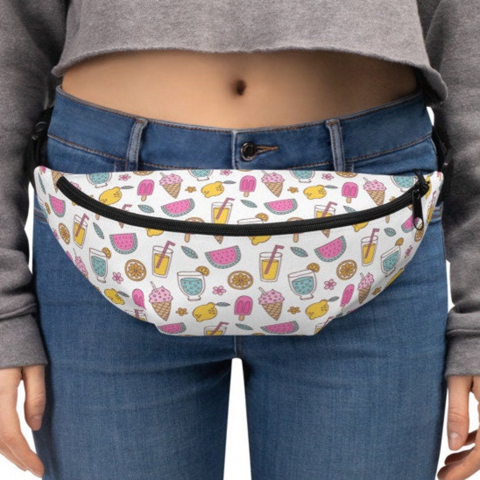 Summertime Line Art Cocktails Pool Beach Themed Fanny Pack Festival Bag ...