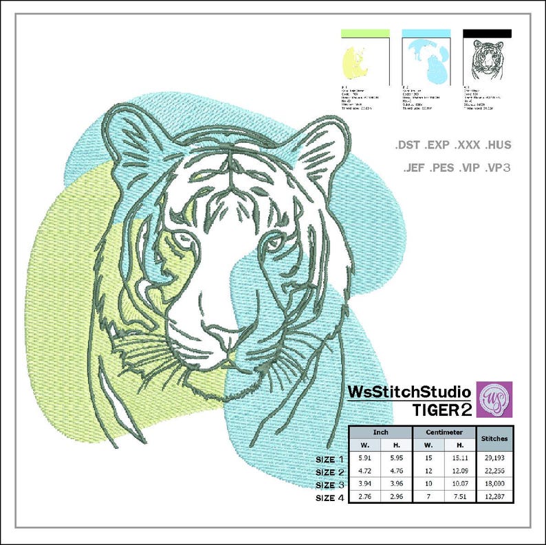 A Tiger Machine Embroidery Design With Simple and Playful Lines and ...