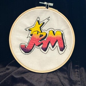 Nostalgic 80s Cartoon Jem & the Holograms Logo Hand-embroidery Hoop Art ...