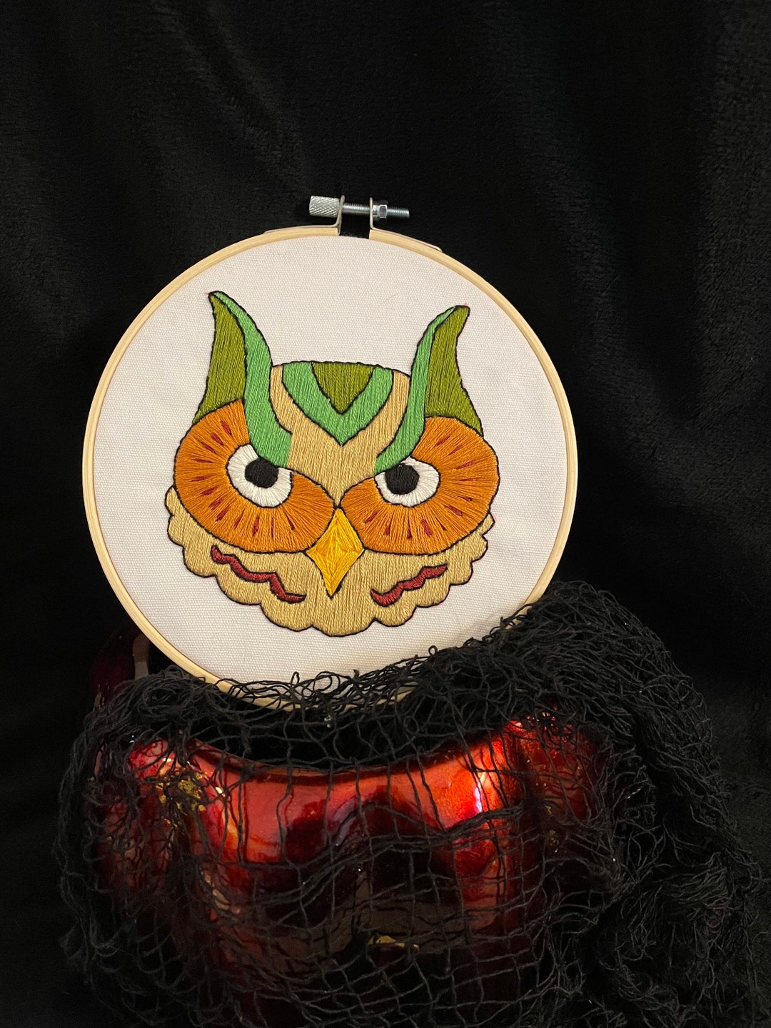 Vintage Style Halloween Fall Owl Hand Embroidery Hoop Art - Etsy
