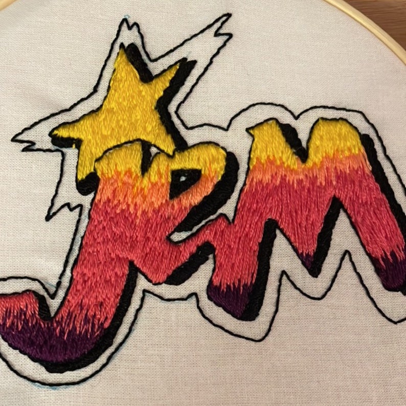Nostalgic 80s Cartoon Jem & the Holograms Logo Hand-embroidery Hoop Art ...