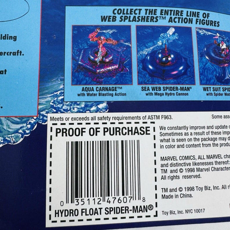 Toy Biz Spider-man Web Splashers Hydro-float Figure W/ Pump Inflatable ...