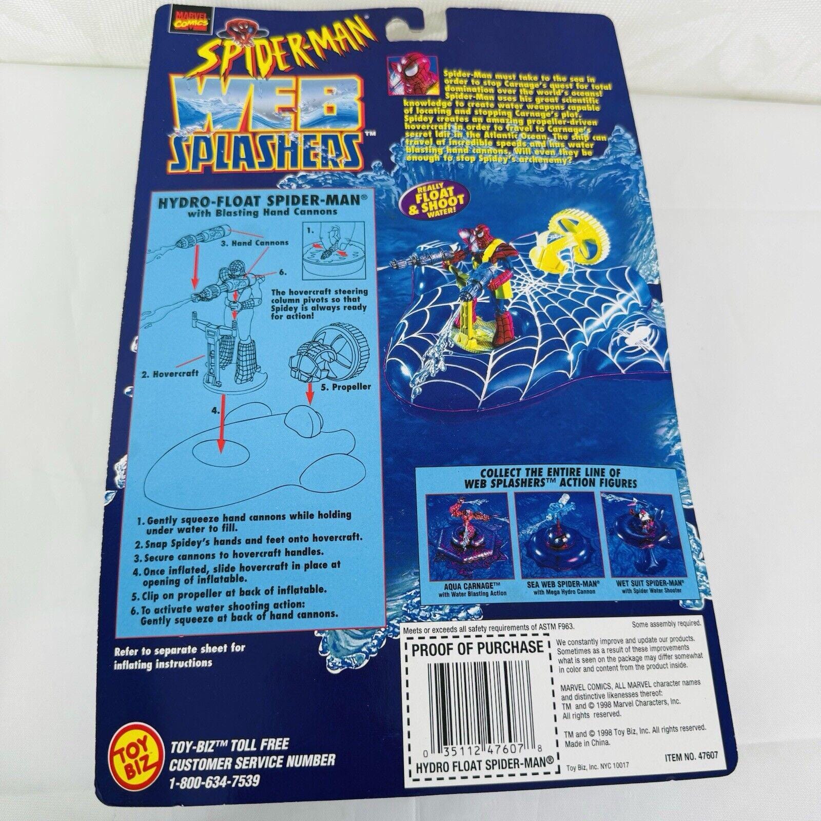 Toy Biz Spider-man Web Splashers Hydro-float Figure W/ Pump Inflatable ...