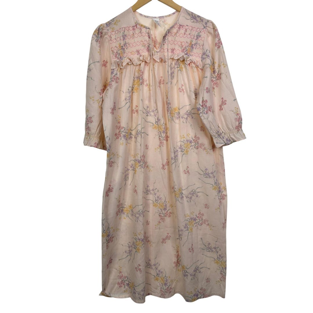 VTG 80s Littlewoods Vintage Floral Nightgown Dress Size M Pink ...