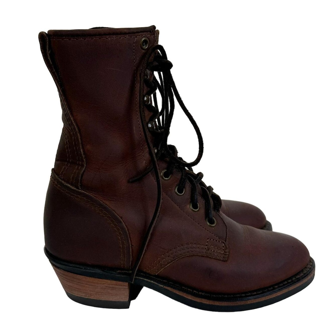 DURANGO Vintage Leather Lace-up High Ankle Boots in Brown Size 6.5 M - Etsy