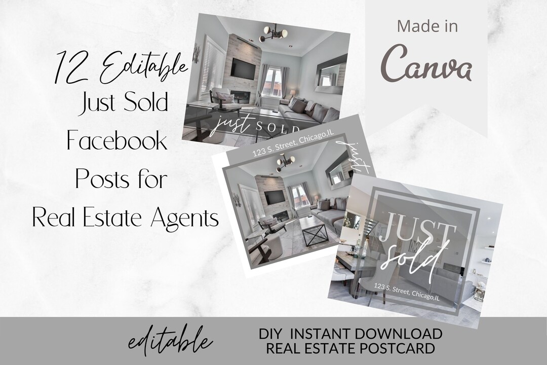 Editable Facebook Posts for Real Estate Agents, Just Sold Posts, Real ...