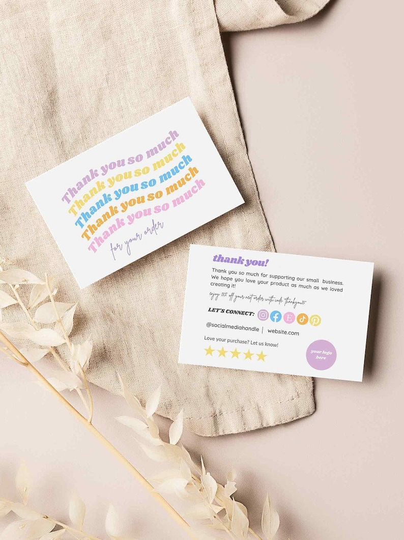 Business Thank You Card Digital Template, Customizable Package Insert ...