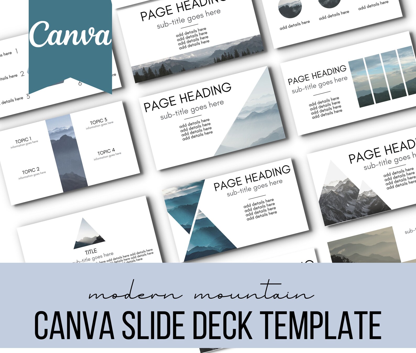Modern Mountain Canva Presentation Template - Etsy