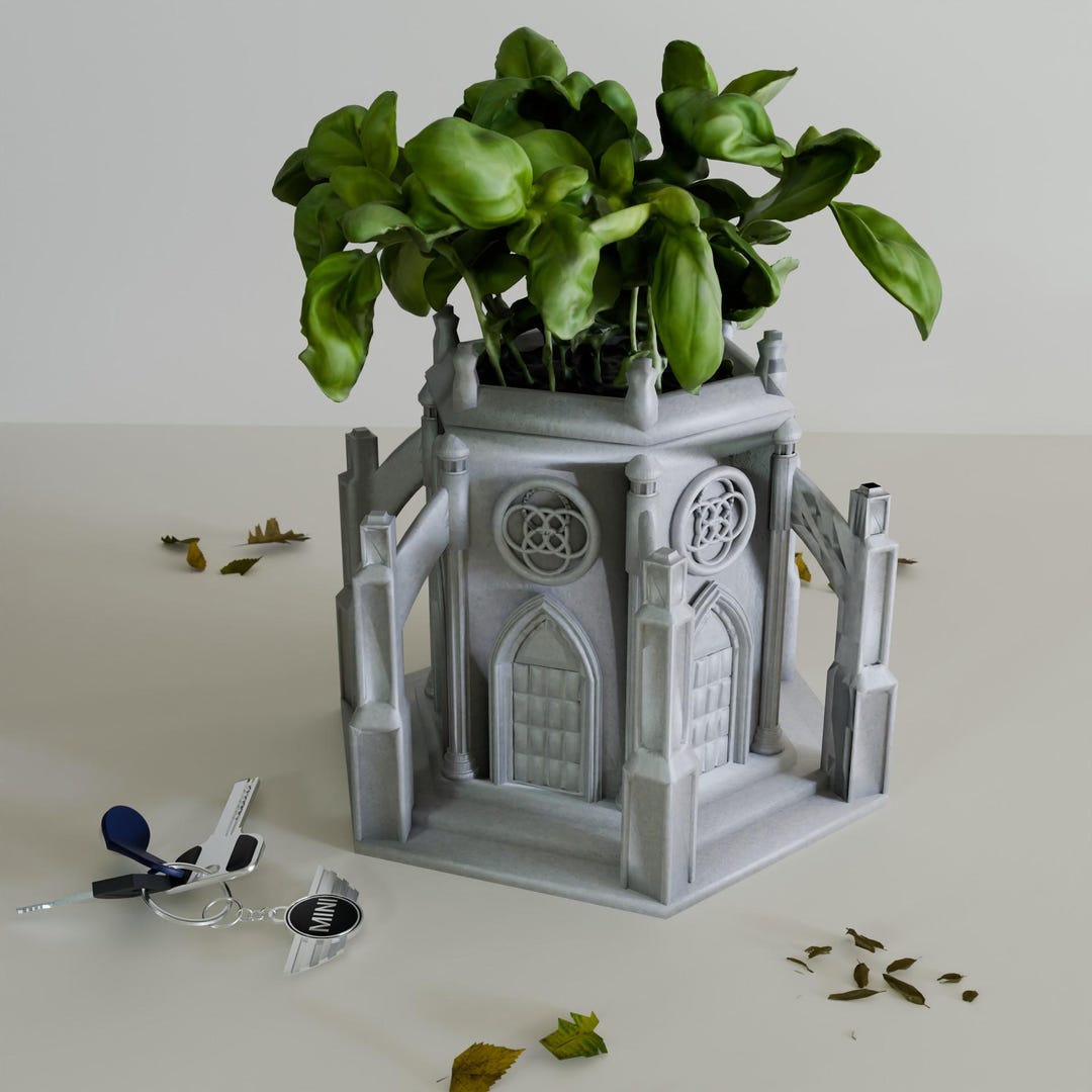 3D Printed Gothic Planter Pot With Drip Tray - Etsy