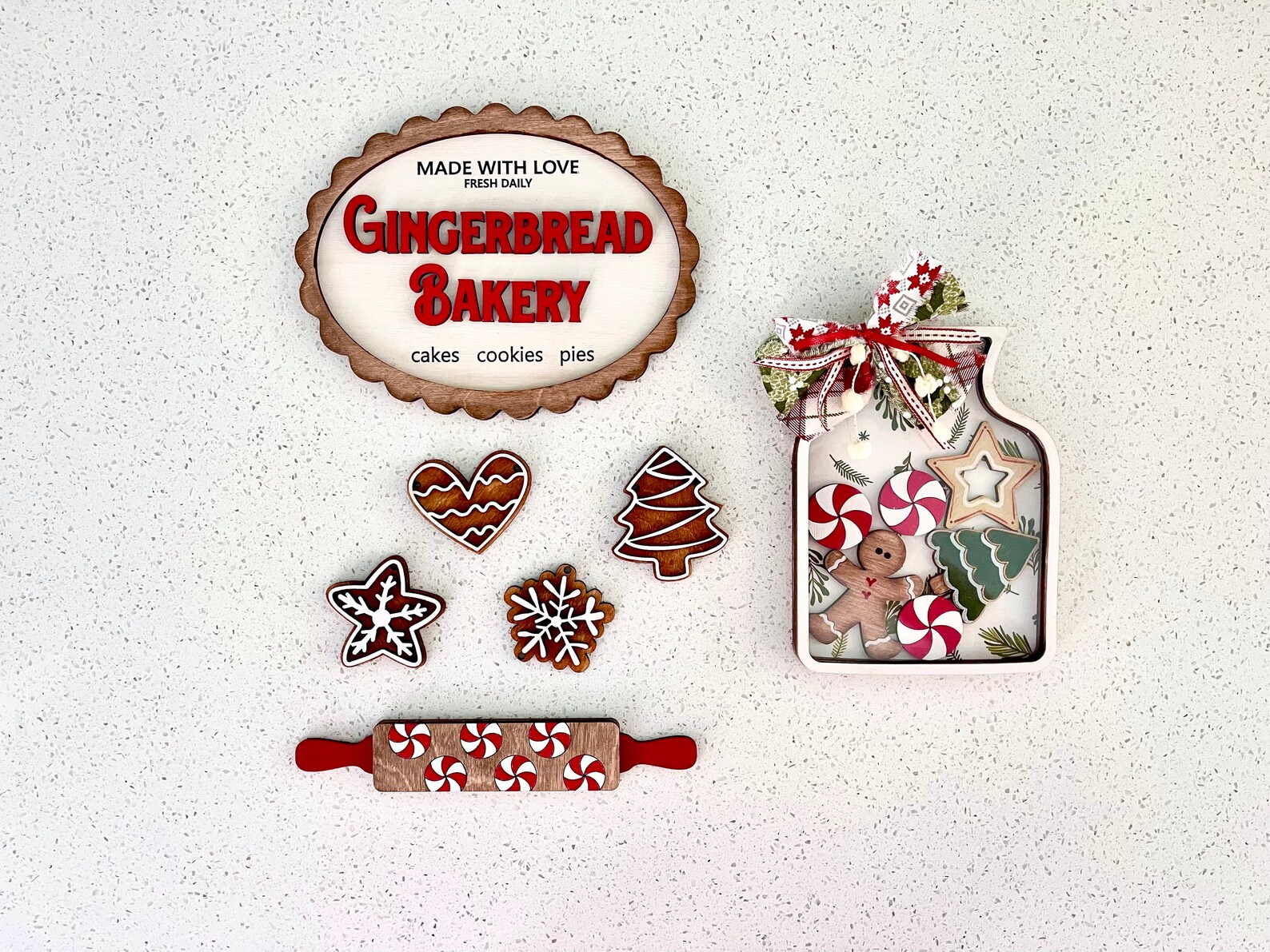 Gingerbread Tiered Tray Set | Cookies Tiered Tray Set | Christmas ...