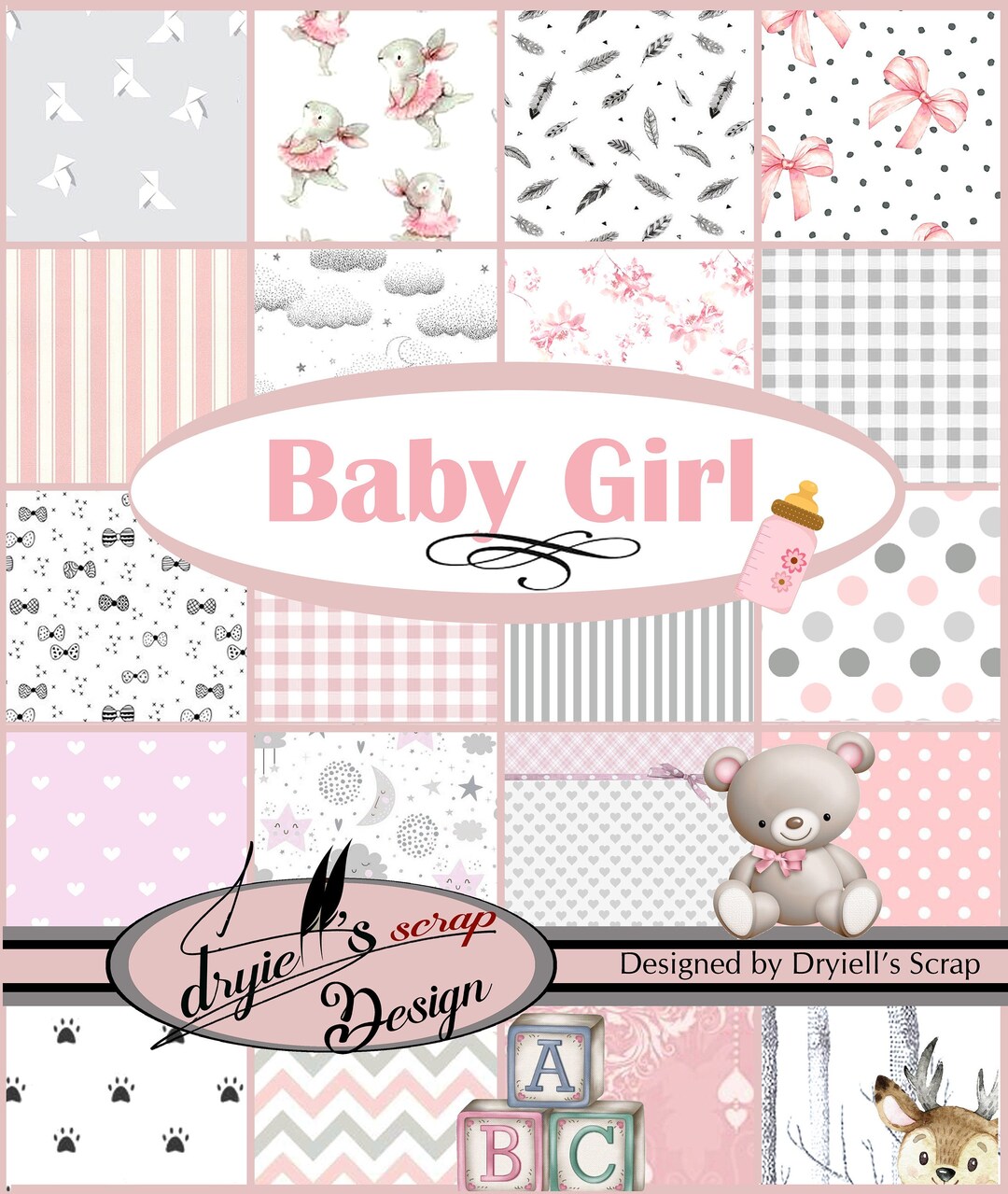 Baby Girl 24 Printable Sheets A4 Format Designed by Dryiell's Scrap - Etsy