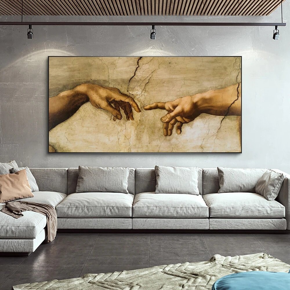 Michelangelo the Creation of Adam the Hand of God Canvas - Etsy UK